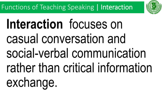 Functions of Teaching Speaking | PPT
