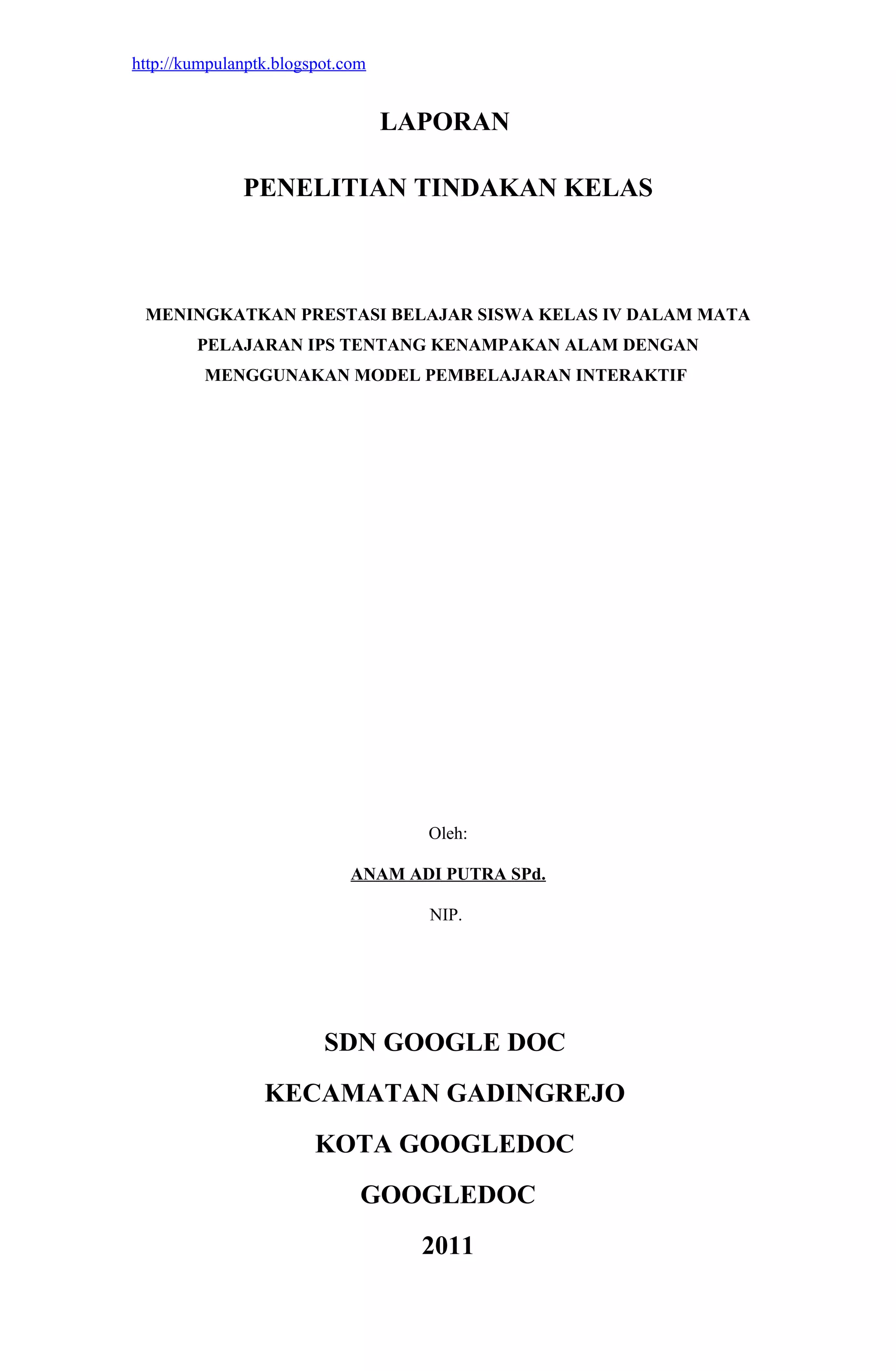 Ptk ips-kelas-iv-menggunakan-model-pembelajaran-interaktif | PDF