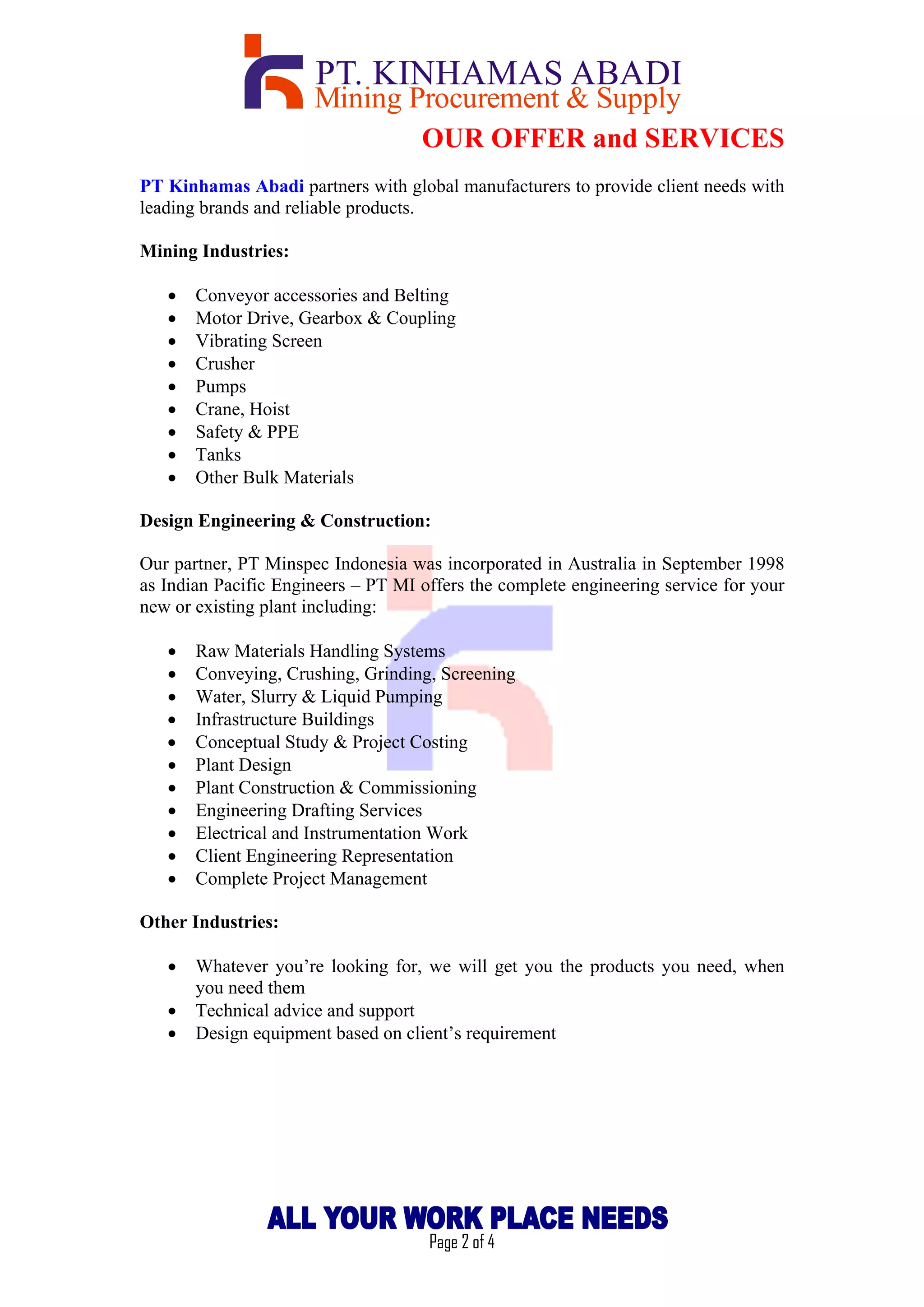 Pt Kinhamas Abadi Company Profile | PDF