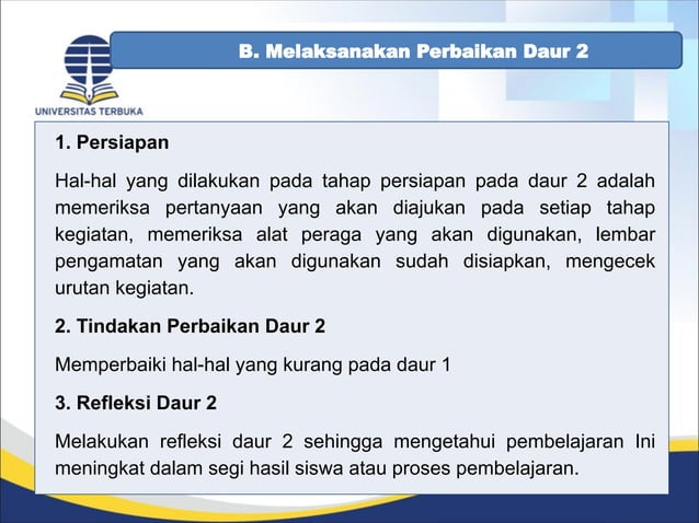 Penelitian tindakan kelas, Modul 4 Universitas Terbuka | PPT