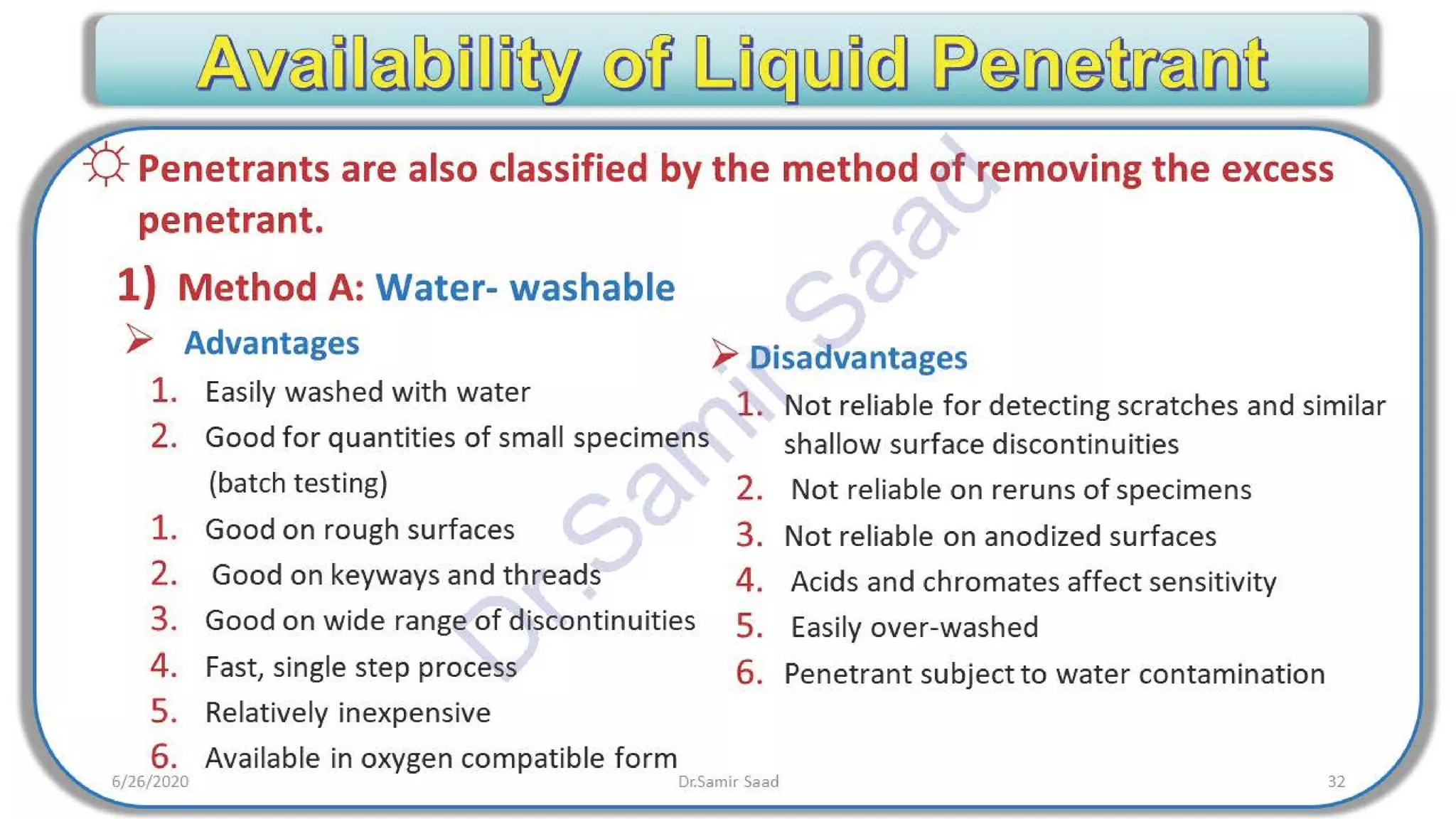 ASNT Liquid Penetrant Testing (PT) Notes-Dr. Samir Saad | PDF