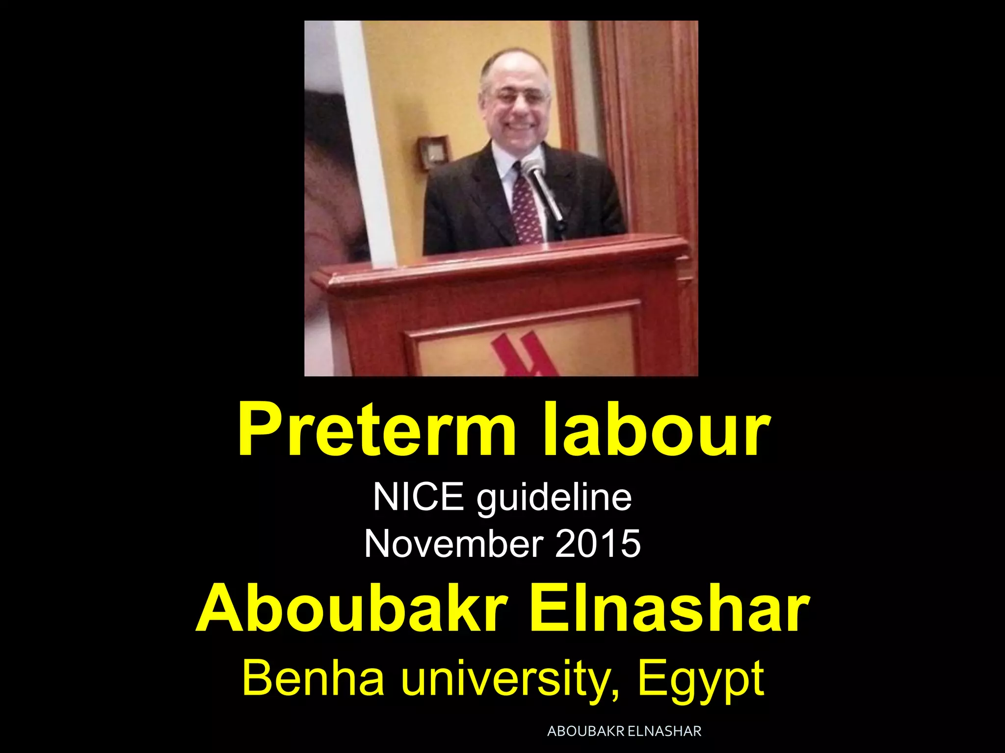 Preterm labour NICE guideline November 2015 | PDF