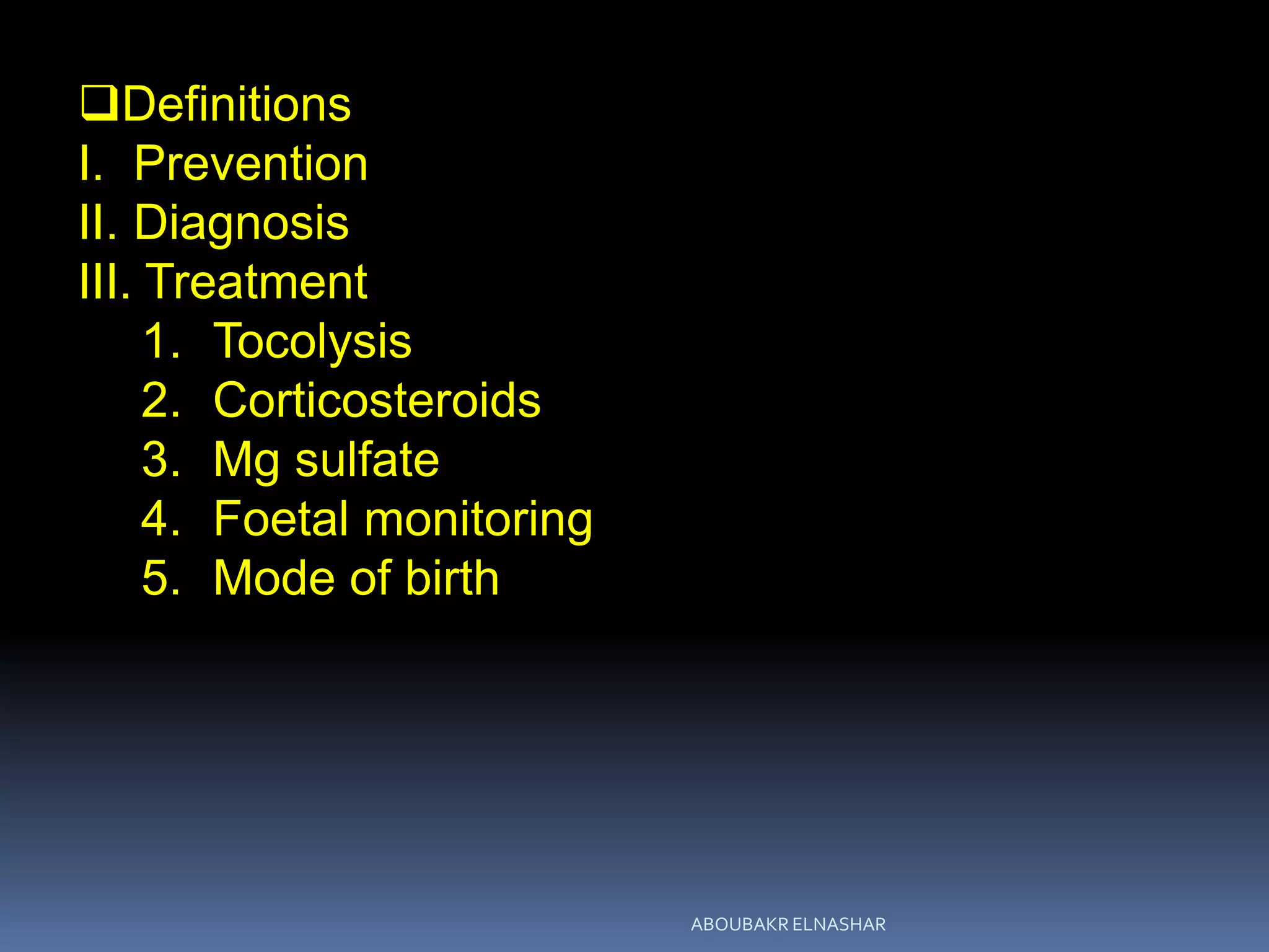 Preterm labour NICE guideline November 2015 | PDF
