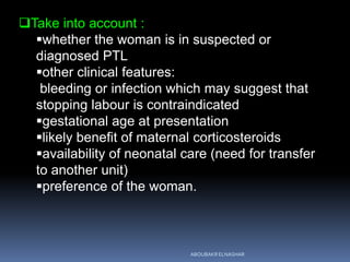 Preterm labour NICE guideline November 2015 | PDF