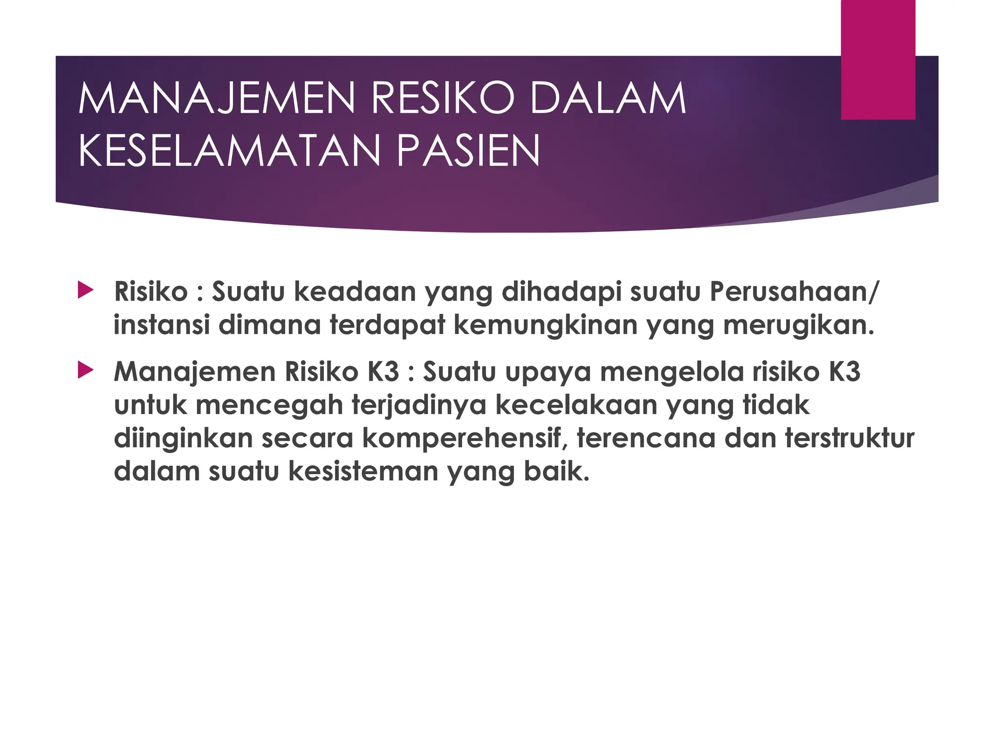Ptm 9 MANAJEMEN RESIKO K3 di rumah sakit.ppt