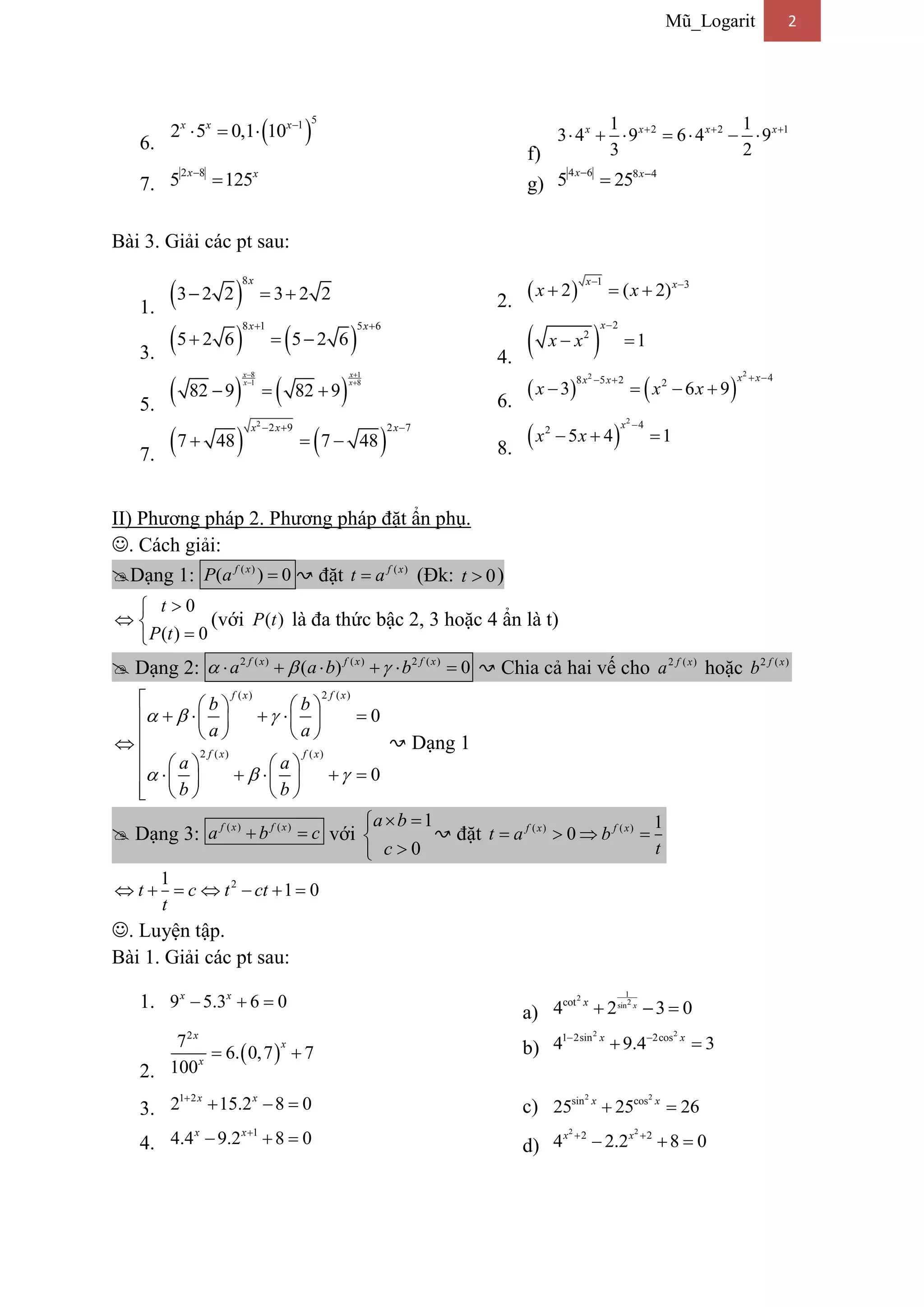 Pt mũ logarit | PDF