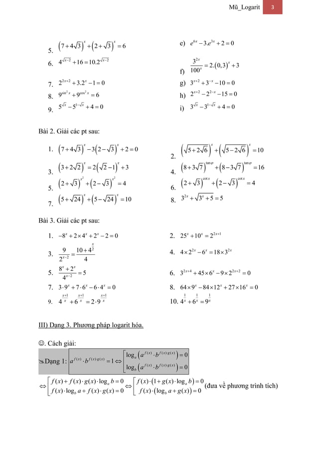 Pt mũ logarit | PDF