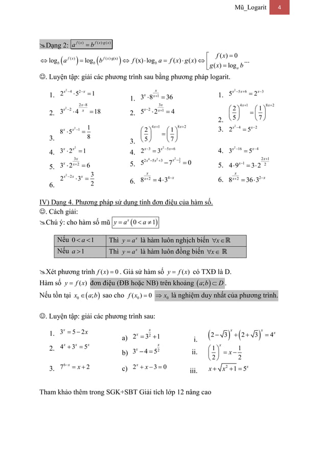 Pt mũ logarit | PDF