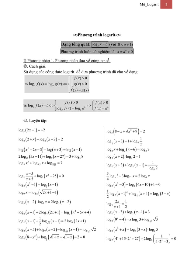 Pt mũ logarit | PDF