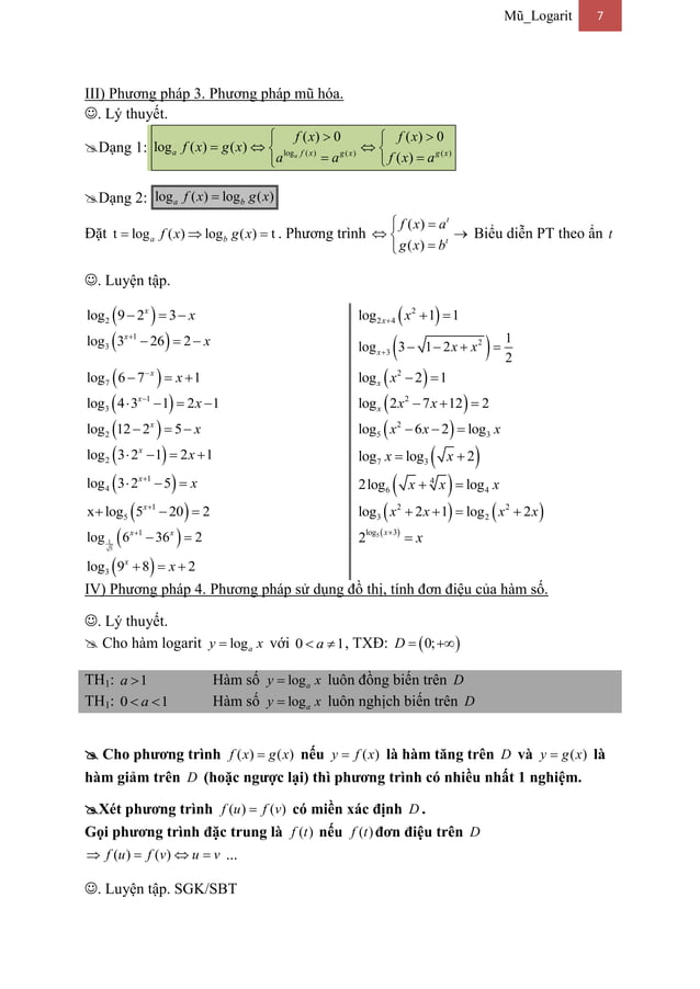 Pt mũ logarit | PDF