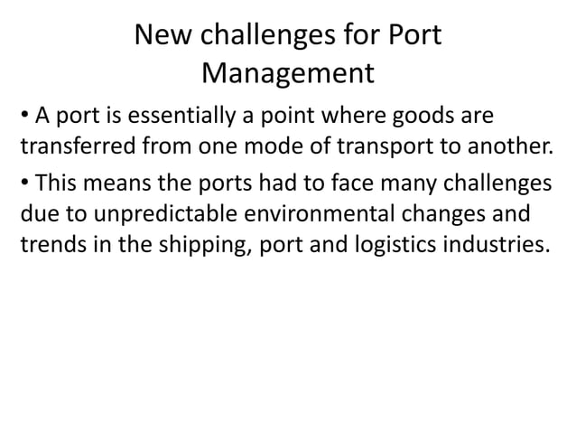 Port and Terminal Management | PPT