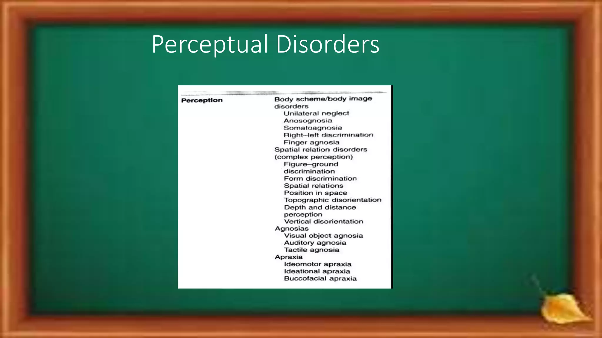 Physiotherapy management of perceptual disorders | PPTX