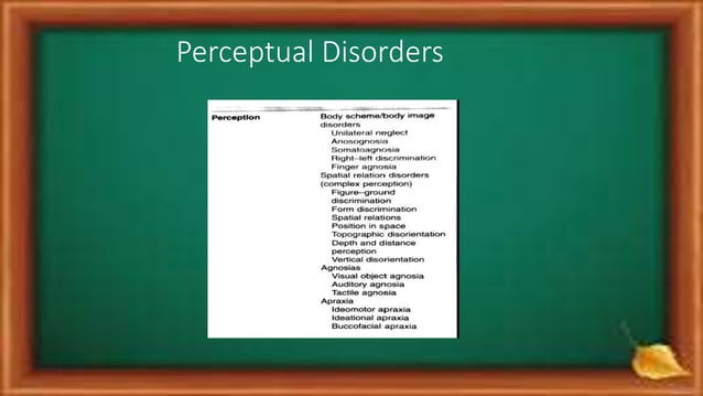 Physiotherapy management of perceptual disorders | PPTX | Physical ...