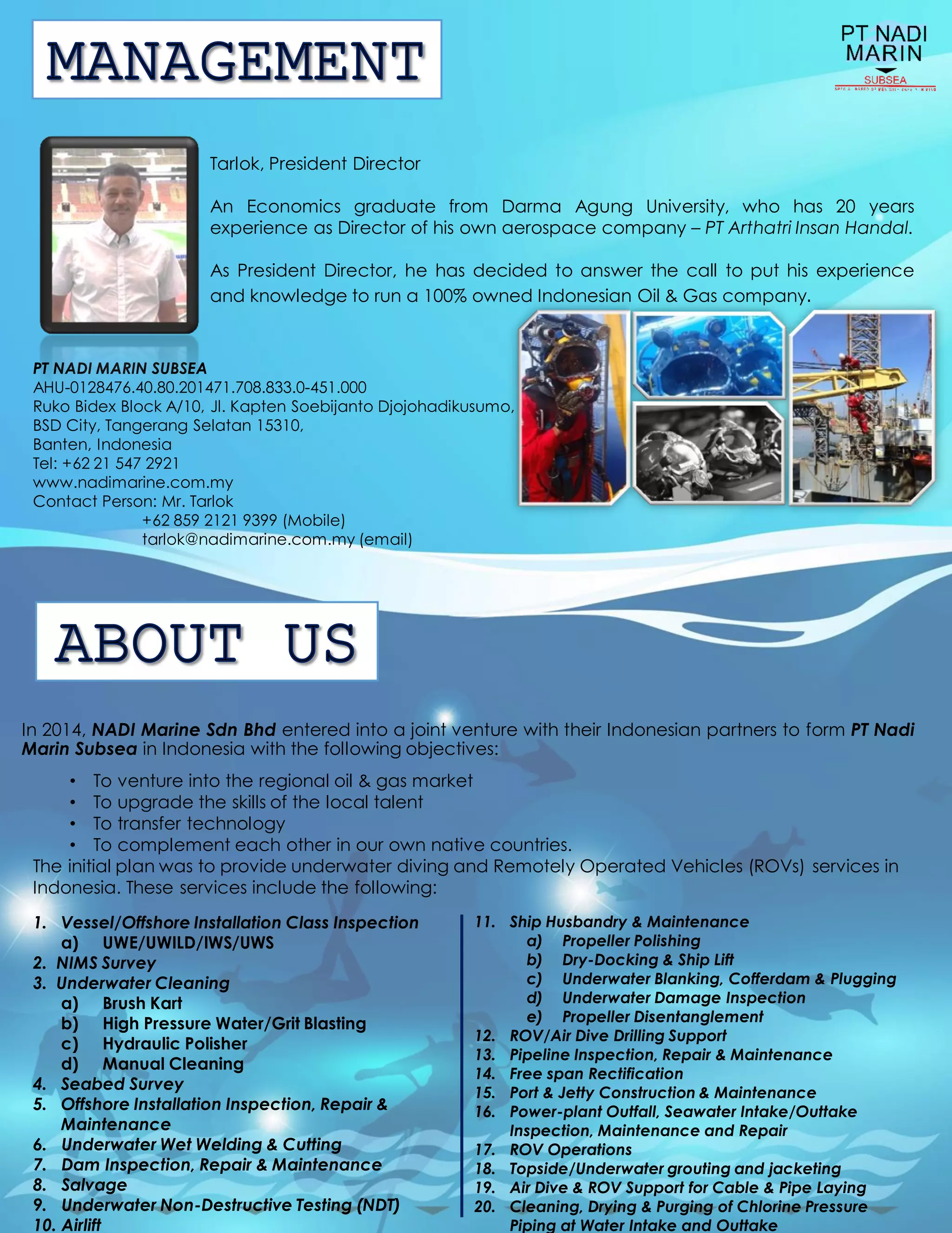 PT. Nadi Marin Subsea - Company Profile 2018 | PDF