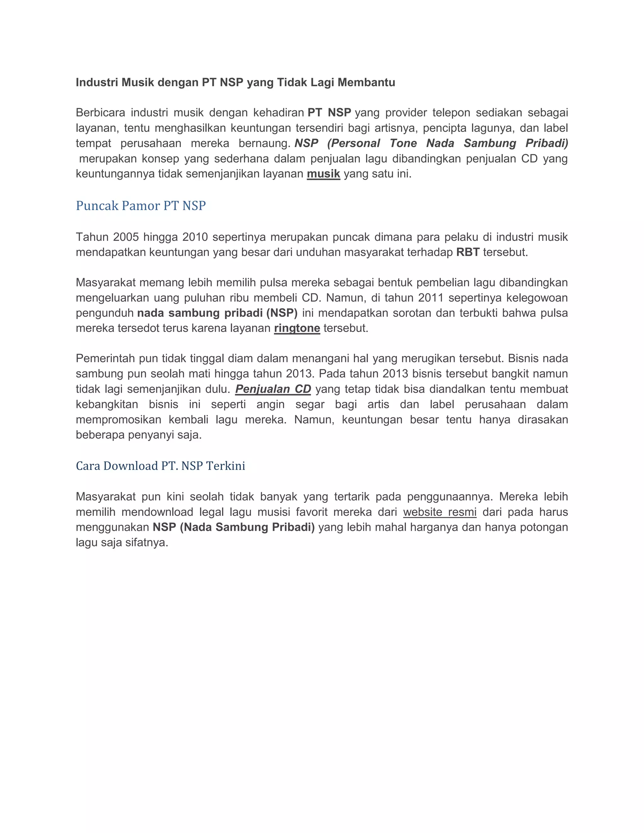 Penjualan PT NSP Redup | PDF