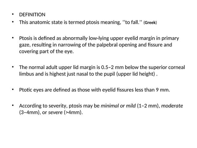 ptosis evaluation and management in details | PPT