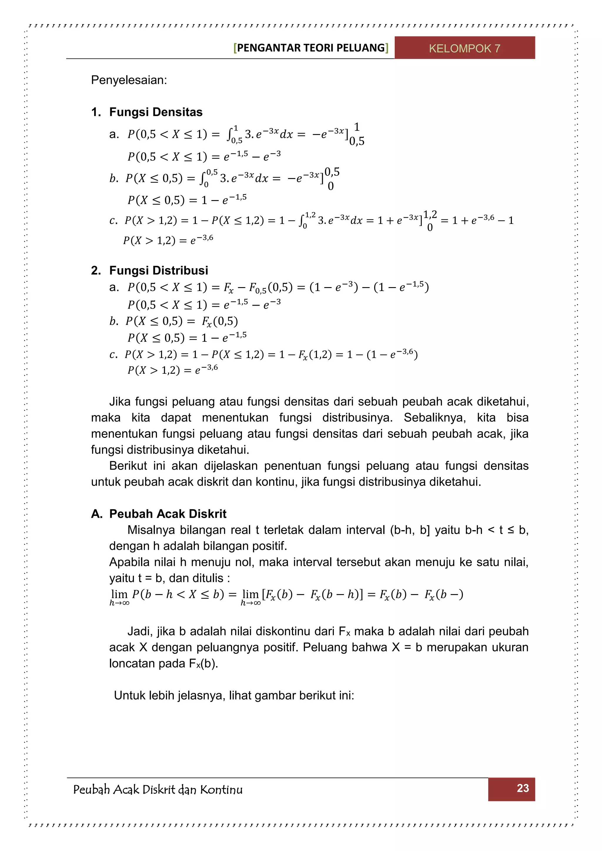 Peubah acak diskrit dan kontinu | DOCX