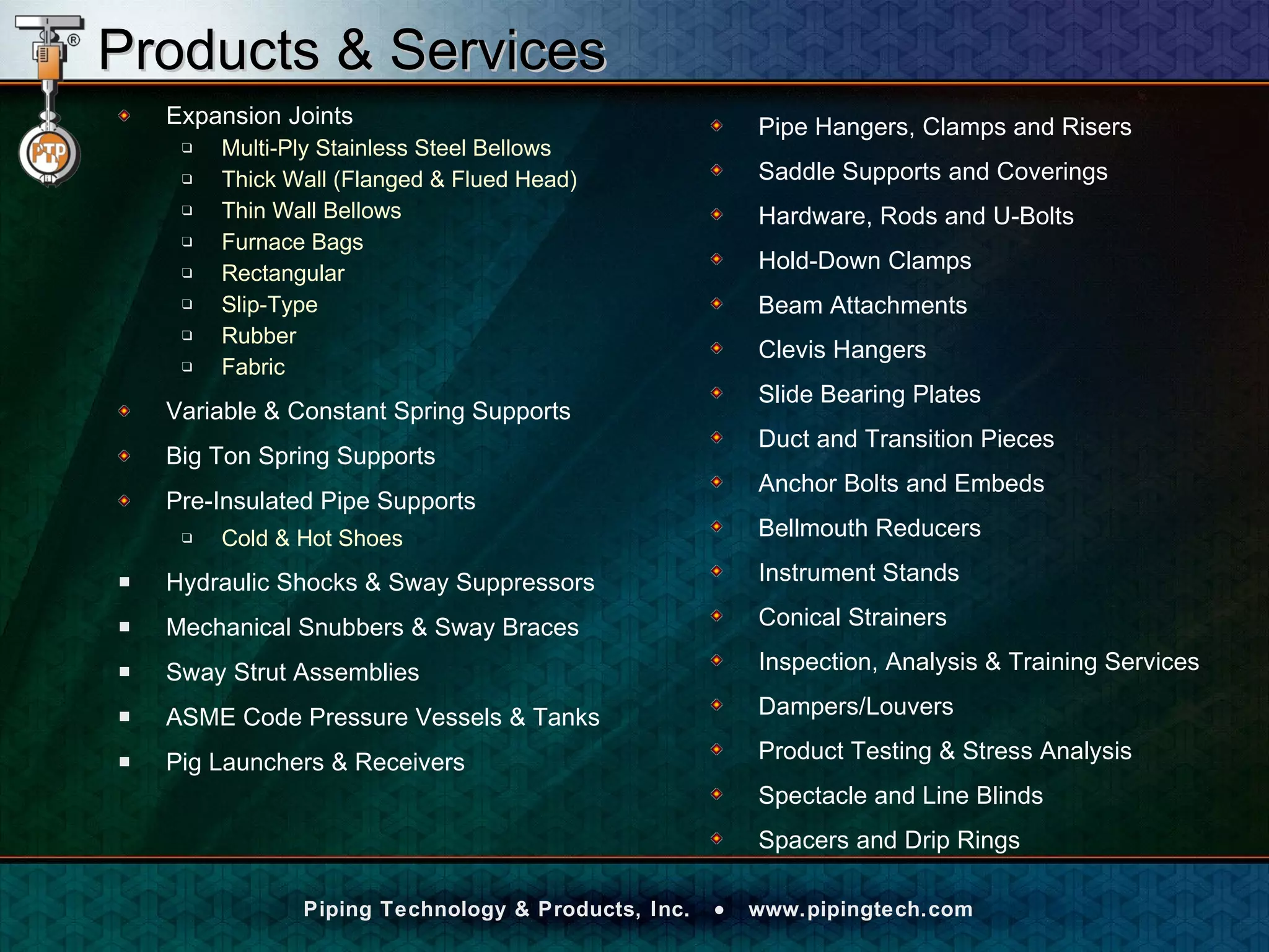General Presentation Featuring Pipe Clamps - March | PPT
