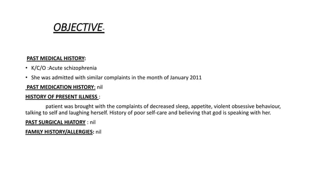 A case study on paranoid schizophrenia with OCD. | PPT