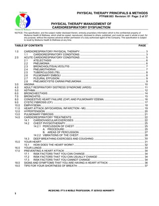 PHYSICAL THERAPY MANAGEMENT OF CARDIORESPIRATORY DYSFUNCTION | PDF