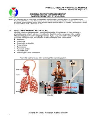 PHYSICAL THERAPY MANAGEMENT OF CARDIORESPIRATORY DYSFUNCTION | PDF