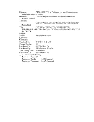 PTP&M009 PTM of Peripheral Nervous System trauma and disea… | PDF ...