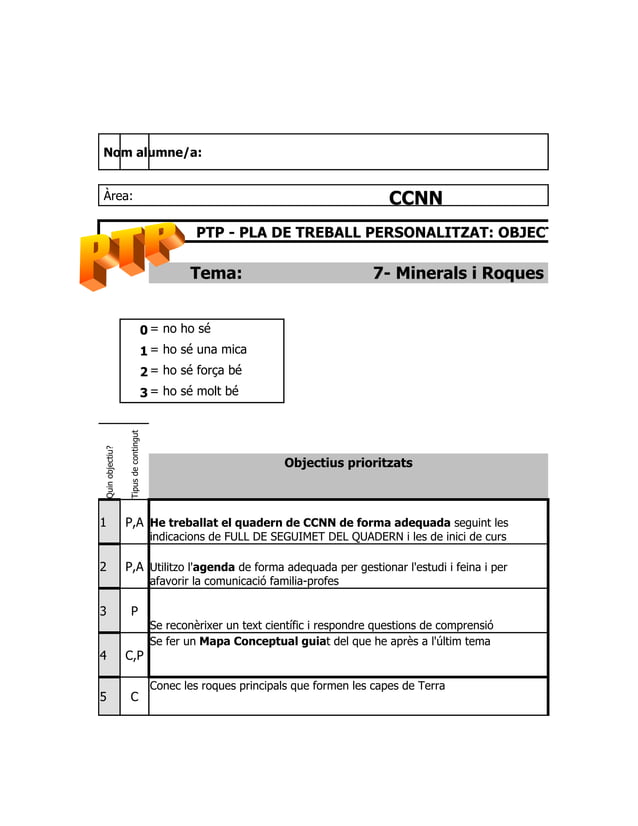 Ptp Objectius+Activitats Exemple Ccnn | PDF