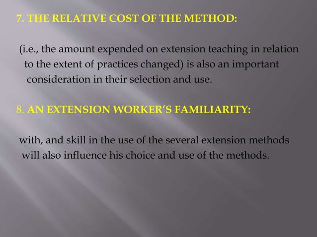 FACTORS INFLUENCING THE SELECTION AND COMBINATION OF EXTENSION TEACHING ...