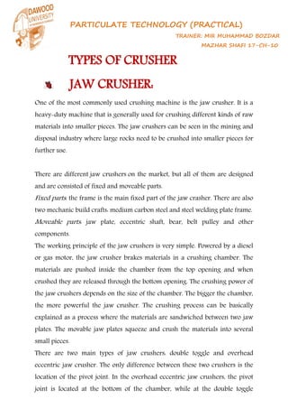 Crusher and Its Types | PDF