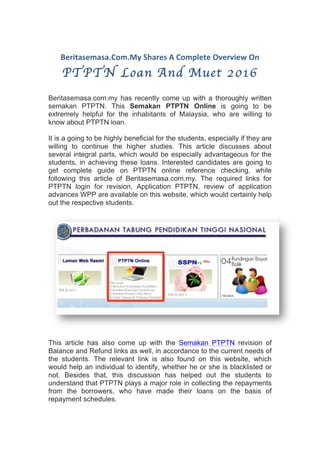 Ptptn online | PDF | Student Loans | Personal Debt