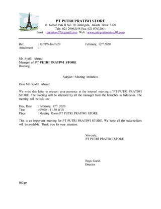 Contoh Letter Bahasa Inggris