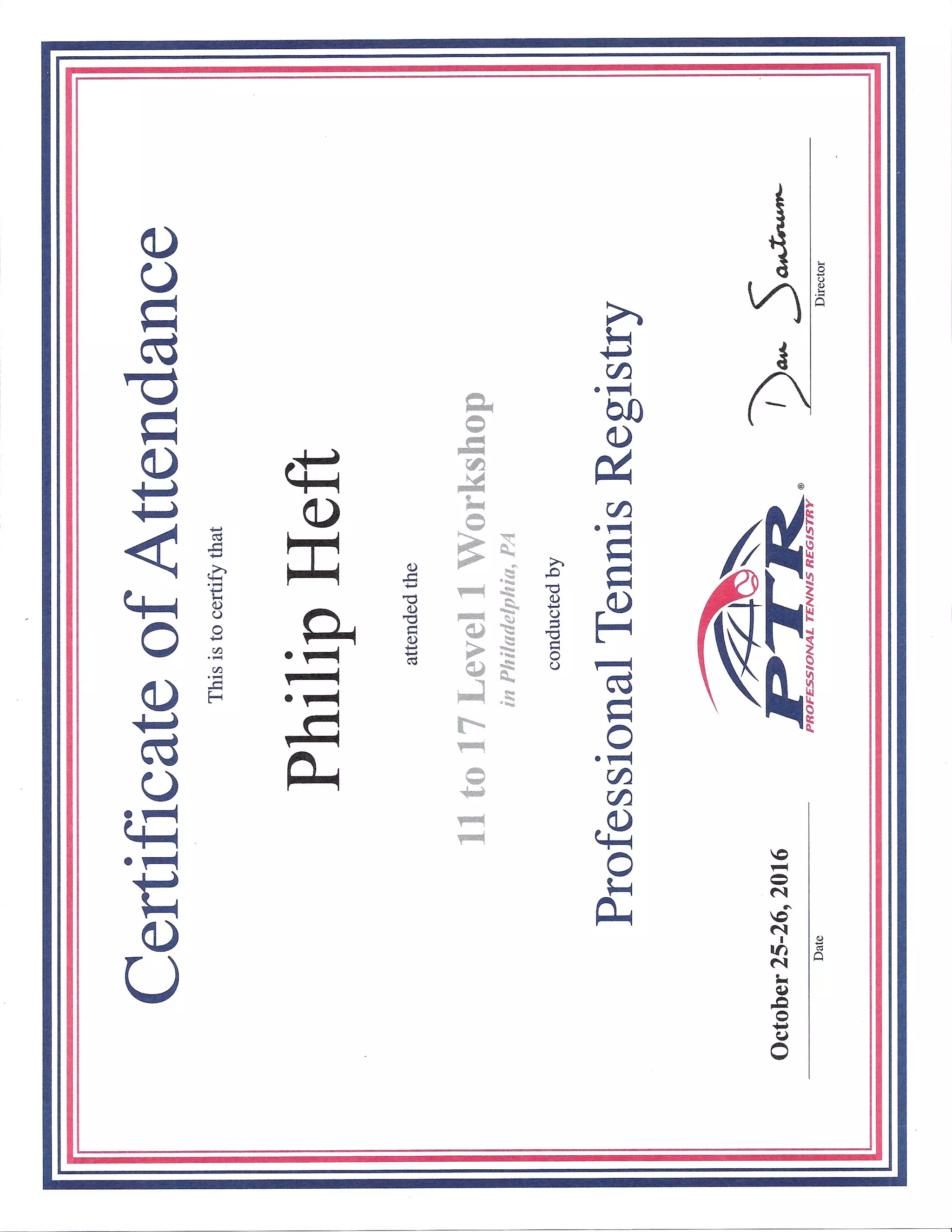 PTR Cert of Attendance 11-17 Yr Olds | PDF