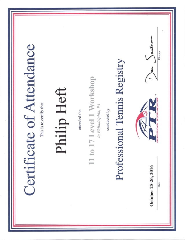 PTR Cert of Attendance 11-17 Yr Olds | PDF