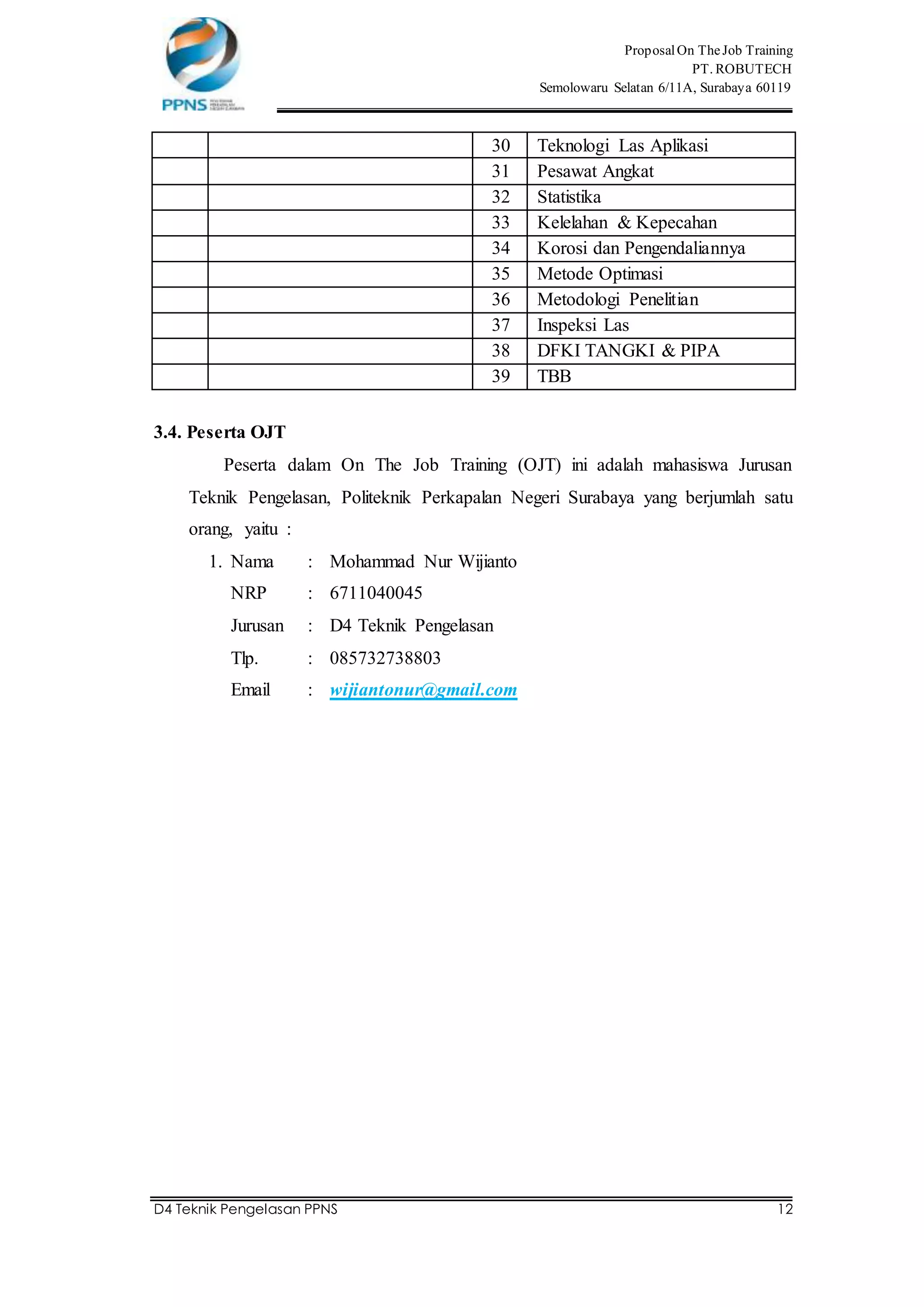 Contoh Proposan OJT | DOCX