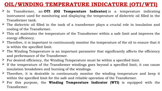 power transformer Temp Measurement indicators | PPTX