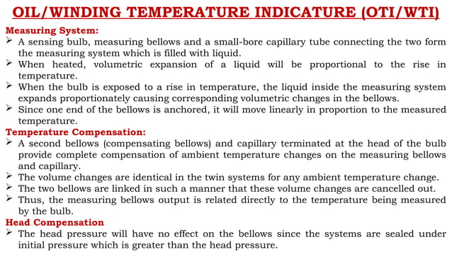 power transformer Temp Measurement indicators | PPTX