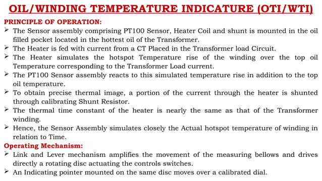 power transformer Temp Measurement indicators | PPTX