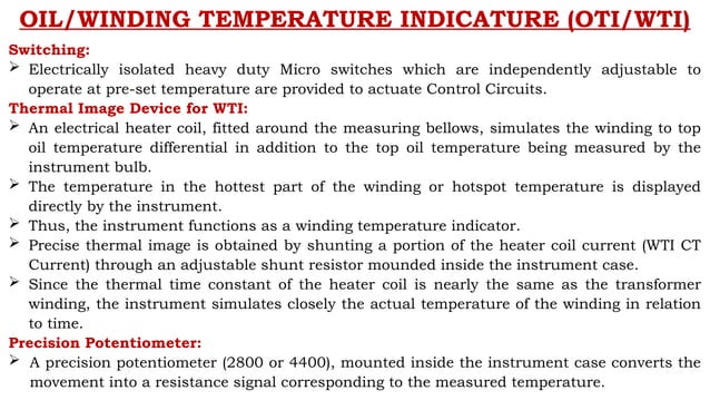 power transformer Temp Measurement indicators | PPTX