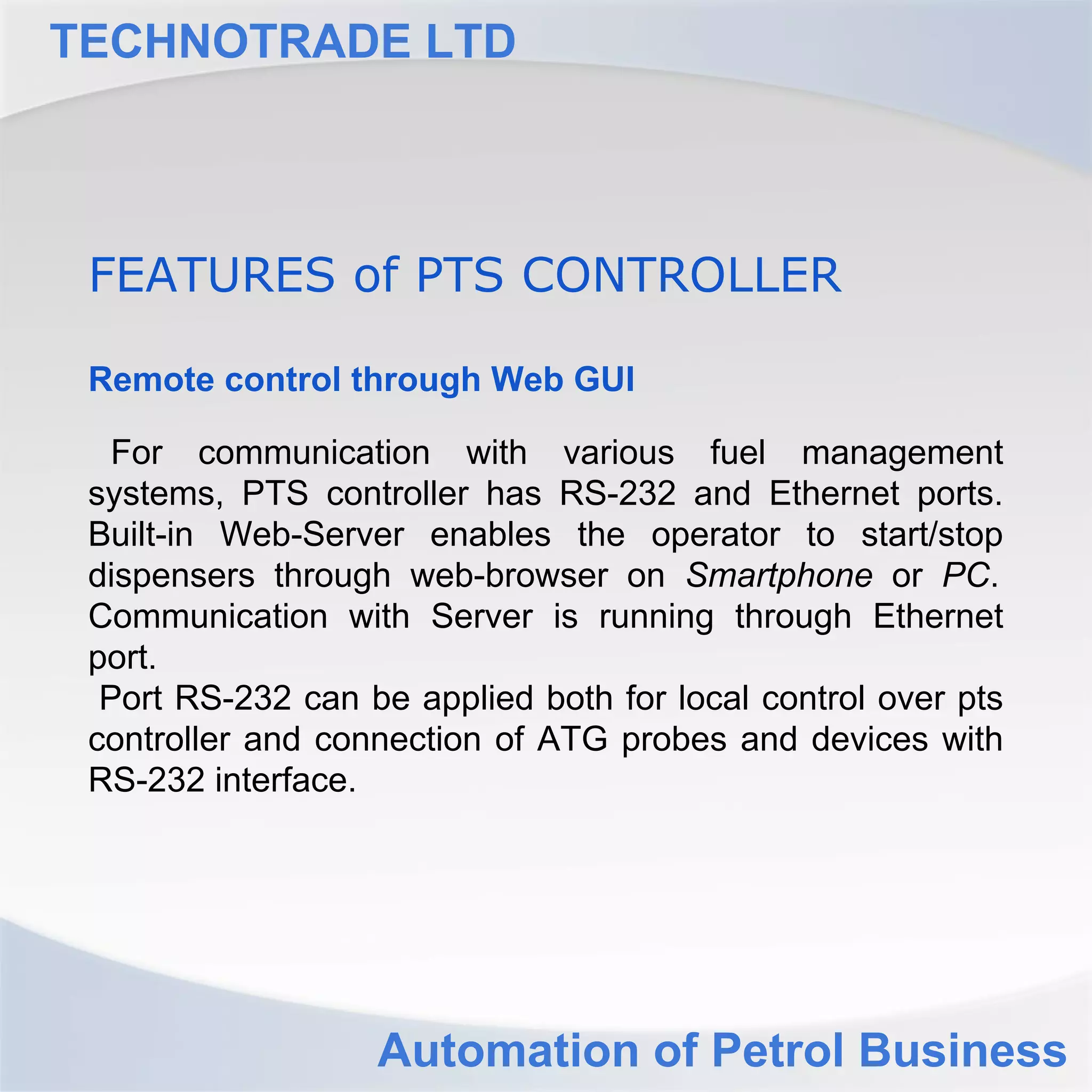 New Forecourt Controller by TECHNOTRADE LTD - PTS Controller | PDF