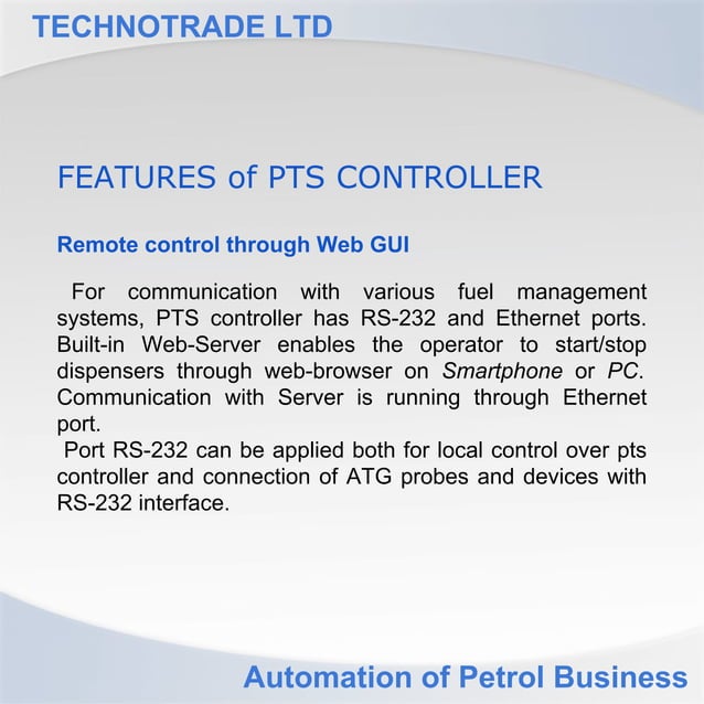 New Forecourt Controller by TECHNOTRADE LTD - PTS Controller | PDF ...
