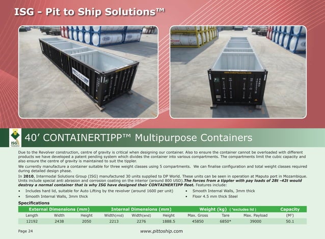 ISG Pit to Ship Bulk Container Brochure 2015 | PPT