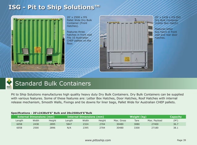 ISG Pit to Ship Bulk Container Brochure 2015 | PPT