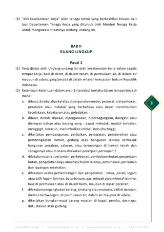 Undang-undang Nomor 1 Tahun 1970 Tentang Keselamatan Kerja | PDF