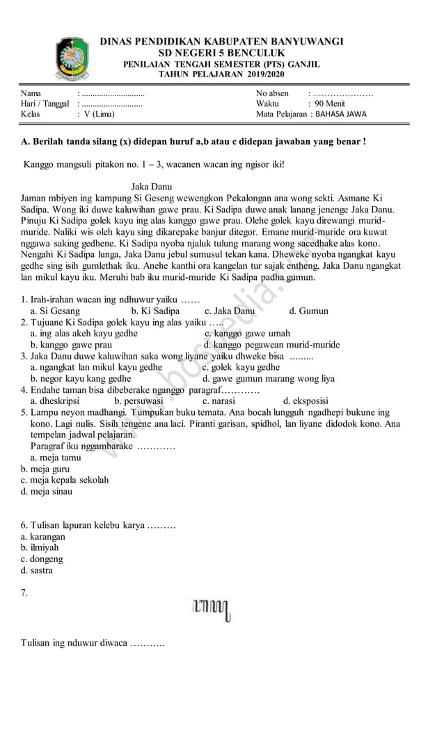 Pts bhs jawa kelas 5 ganjil | DOCX