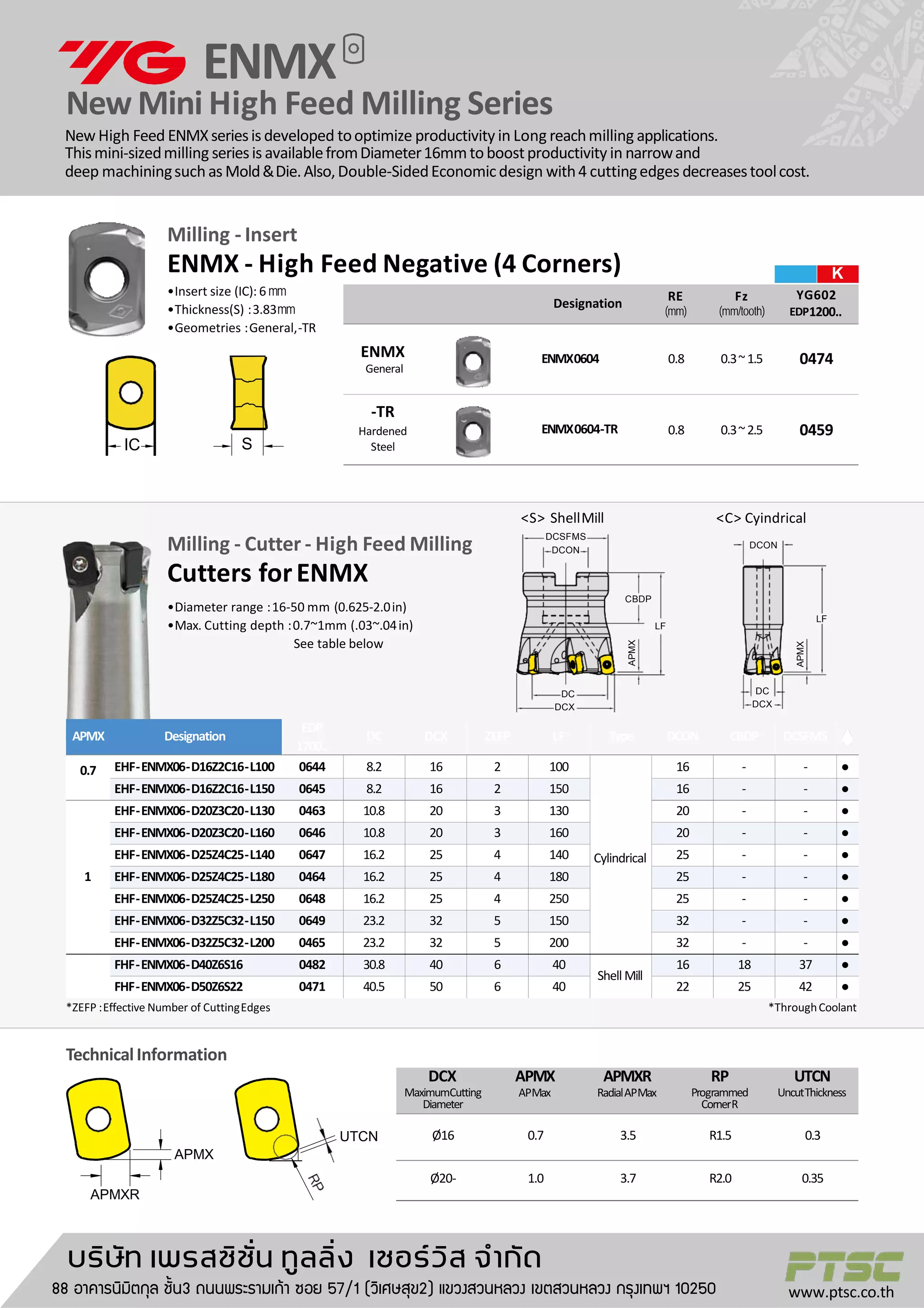 ใหม่ YG1 ENMX milling tool ทูลงานมิลลิ่งแบบ high feed | PDF | Woodworking | Arts and Crafts