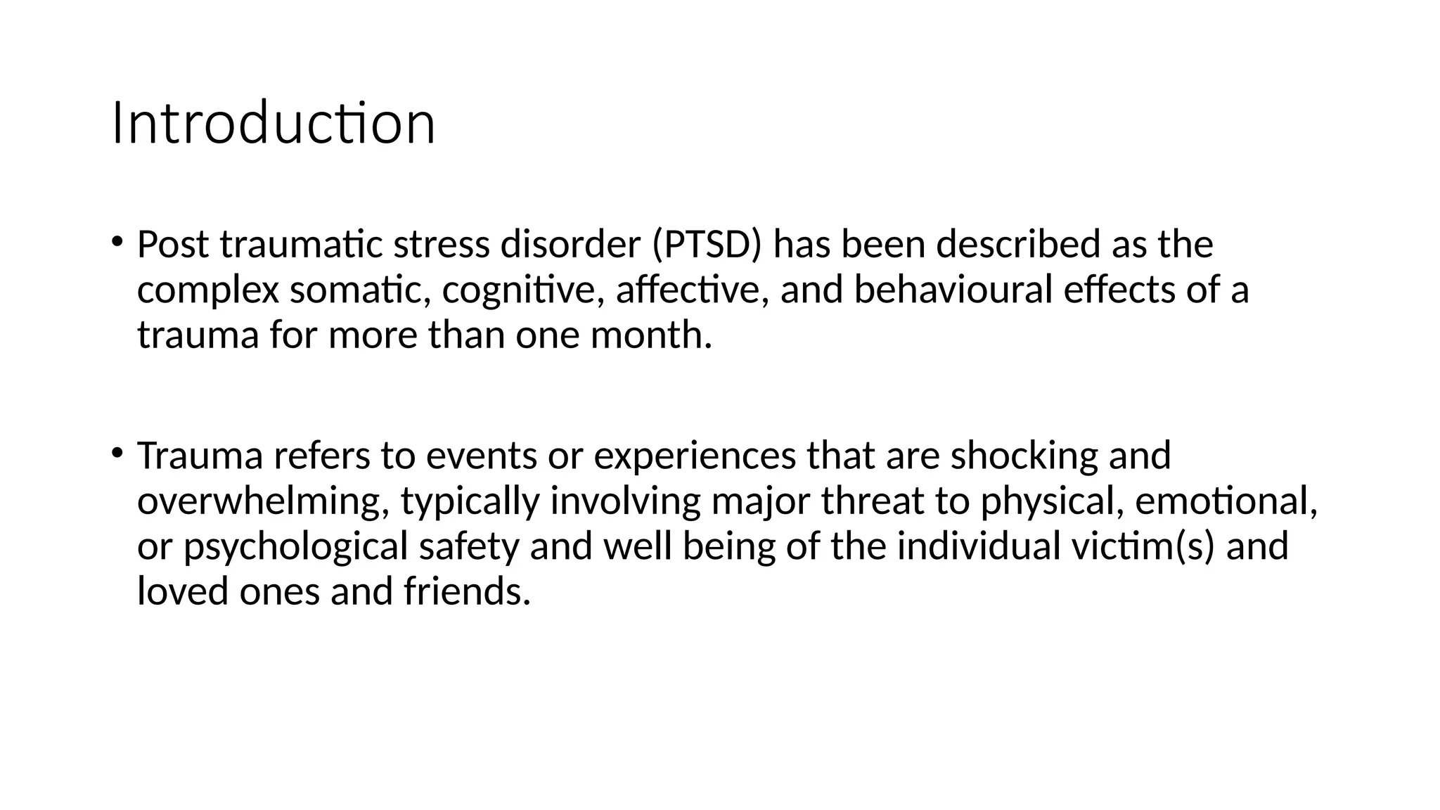 Post traumatic stress disorder: A known problem | PPT