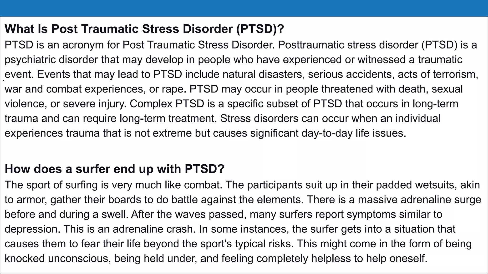 Ptsd professional surfer | PDF