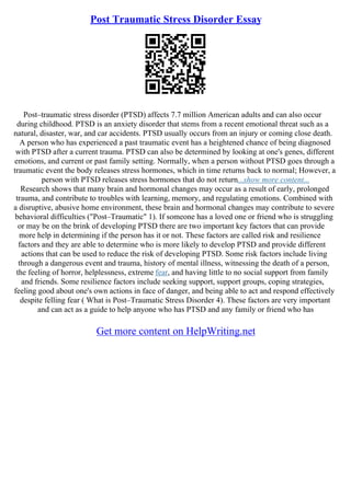 Ptsd Essay | PDF