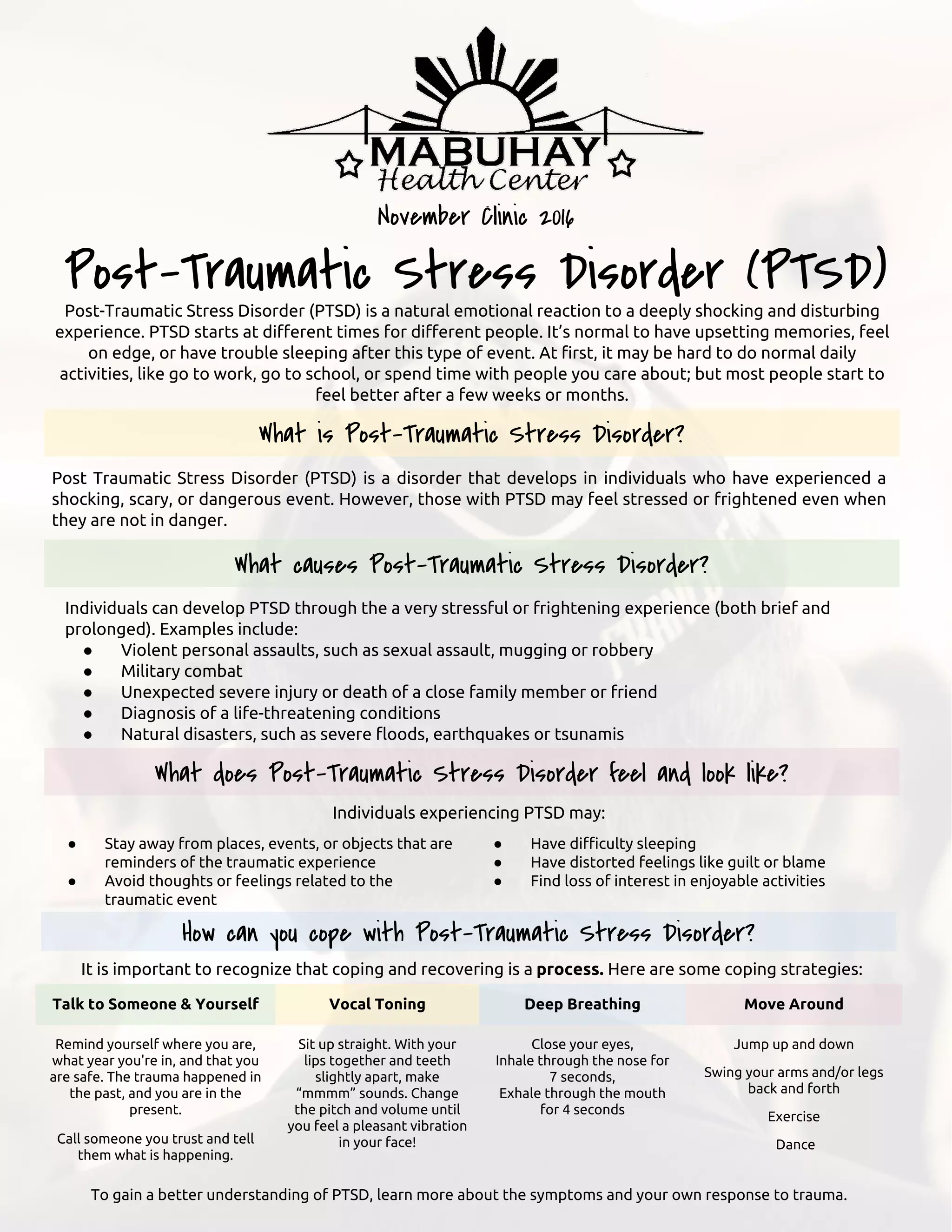 PTSD Handout - November Clinic | PDF