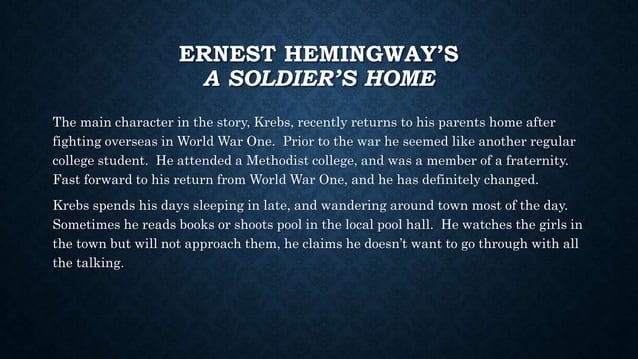 Ptsd in Ernest Hemngway’s Soldier's Home | PPTX | Mental Health ...